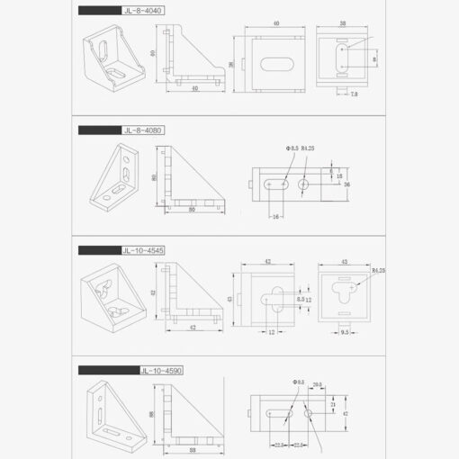 Aluminium Profile Corner Bracket Fittings 20 30 40 CNC 3D Printer ...